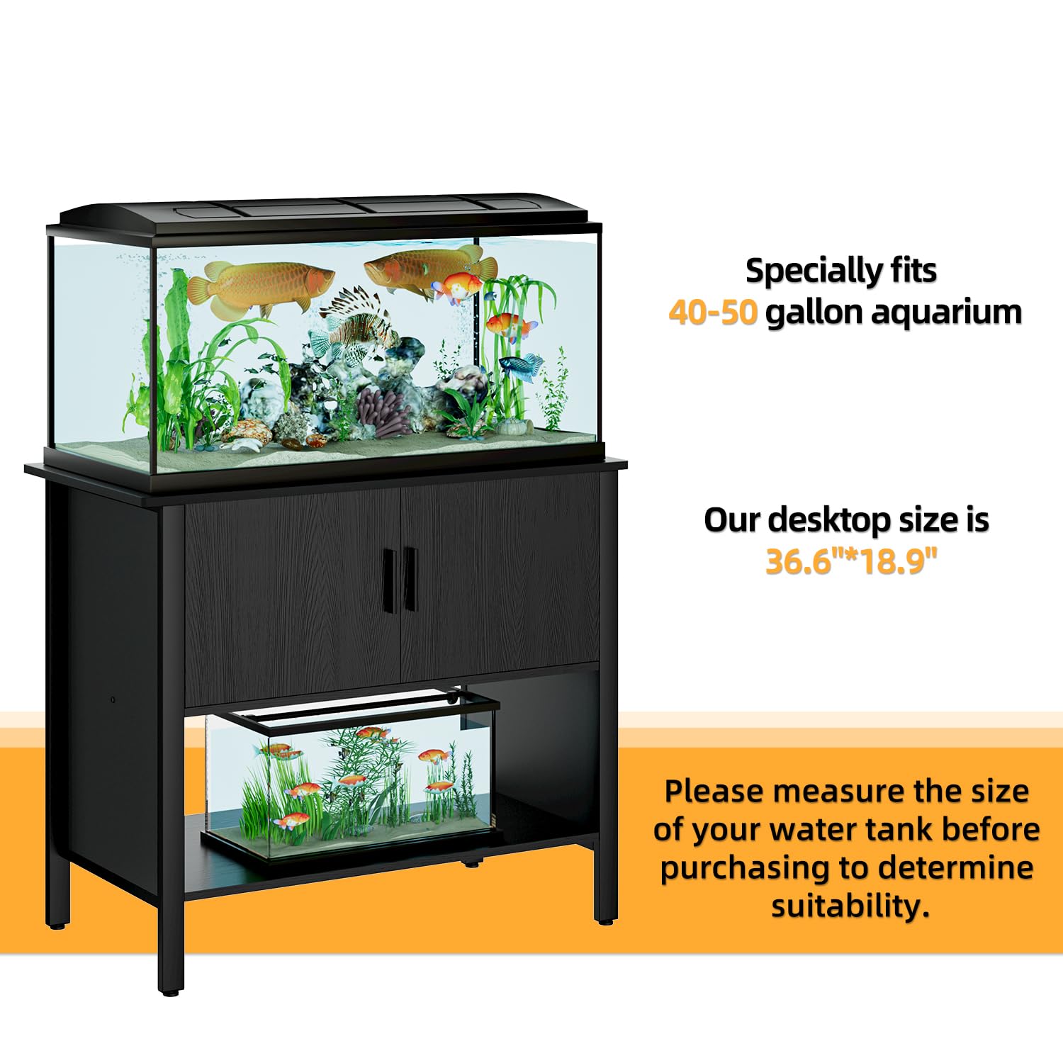 APPOLYN Metal Aquarium Stand, Heavy Duty Fish Tank Stand with Cabinet ...