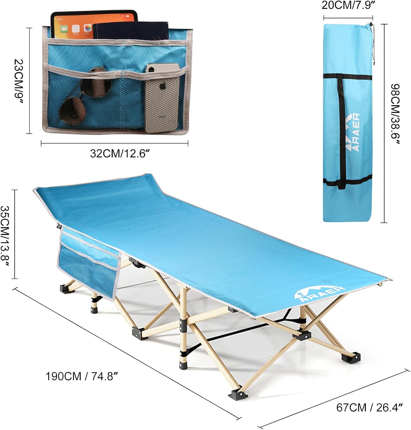 ARAER Cuna de camping Cama portátil y plegable para exteriores para ...