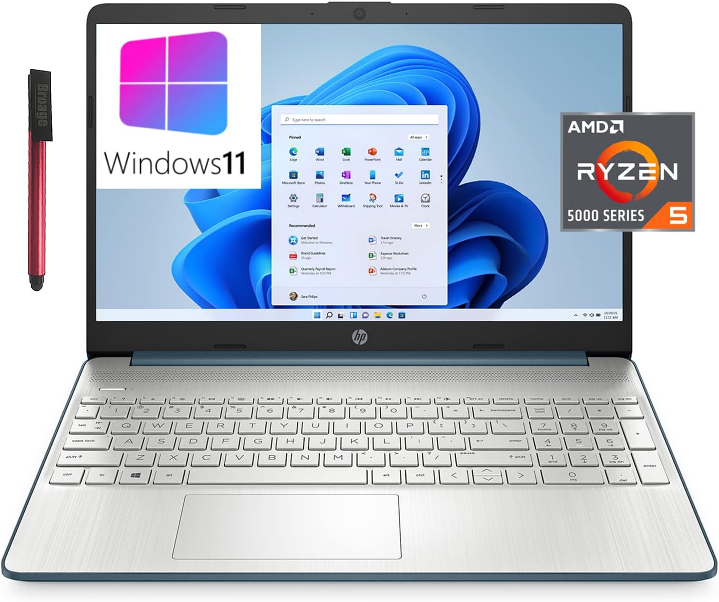 HP 15 portátiles FHD de 15.6 pulgadas, AMD Ryzen 5 5500U hasta 4.0 GHz ...