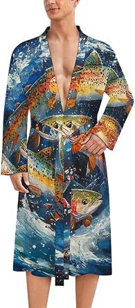 Trout Fish in Deep Sea Vortex Fashion Bath Robe Soft Bathrobe for Women ...