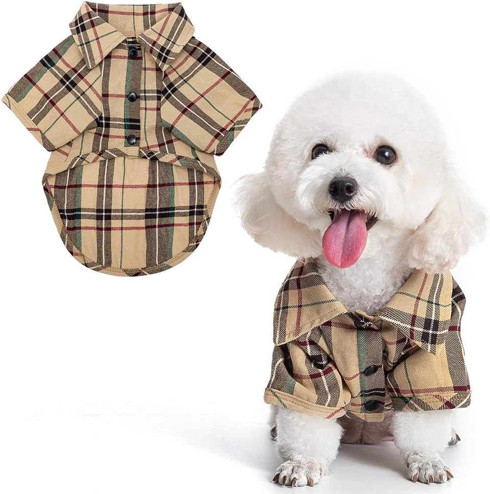 Amazon.com : Tongcloud 3 Pack Plaid Puppy Cat Shirt Cute Dog Shirt Cat ...