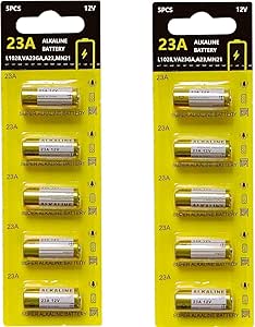 Amazon.com: 23A 12V Alkaline Battery 10 Pack, 12 Volt A23 MN21/23 23AE ...