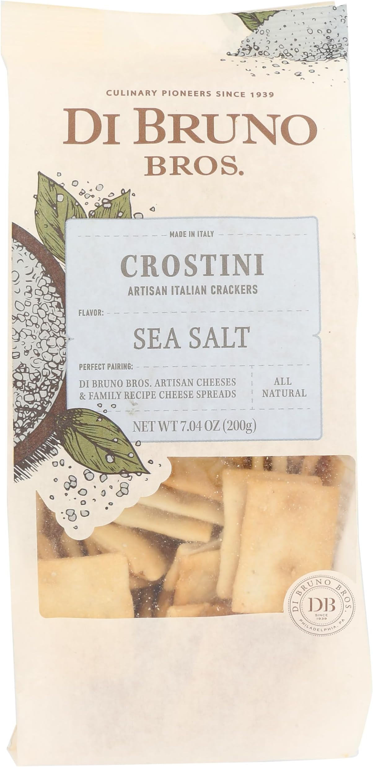 Amazon.com: Di Bruno Bros Artisan Italian Crostini Crackers with Sea ...