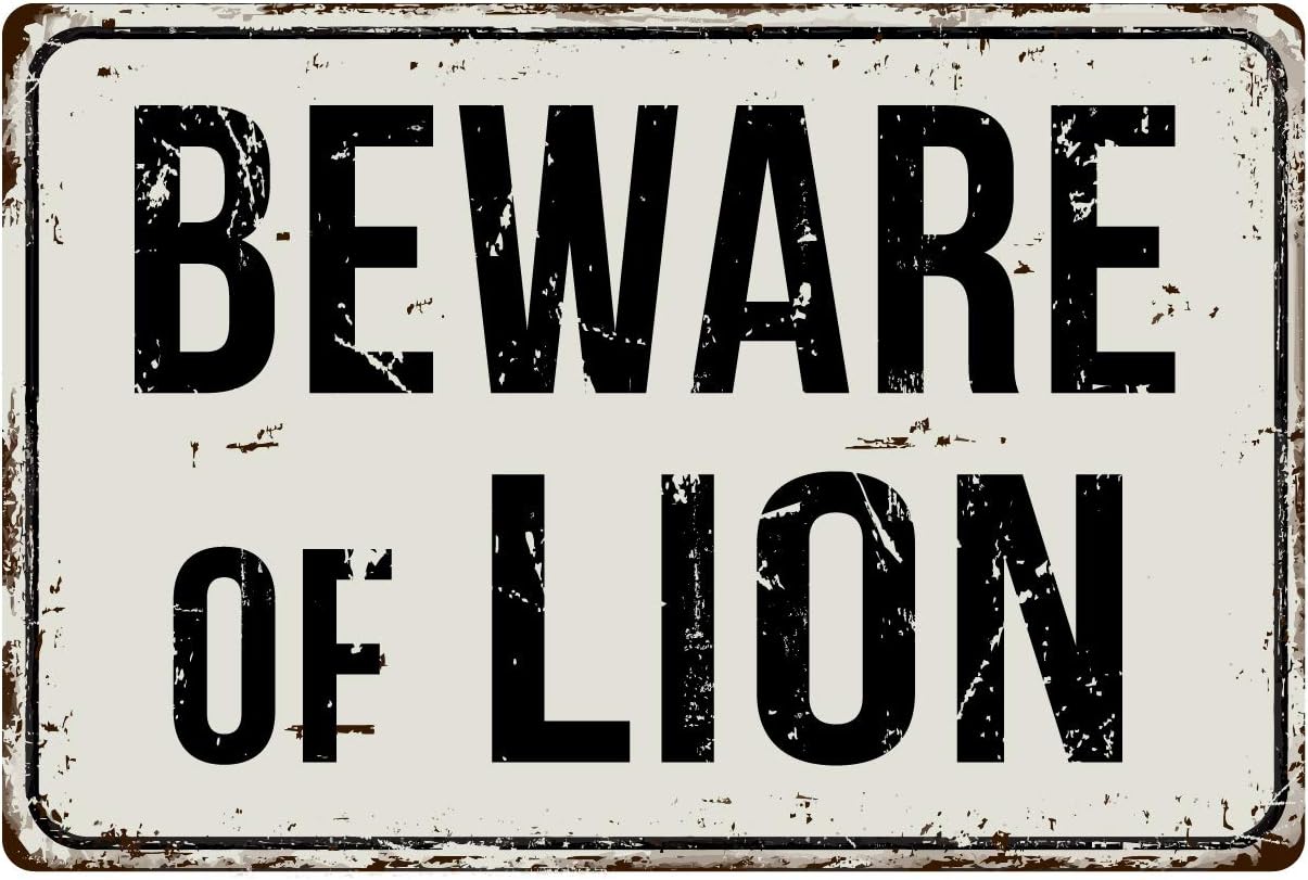 Amazon.com: Deerts 366VS Beware of Lion 8” x 12” Vintage Aluminum Retro ...