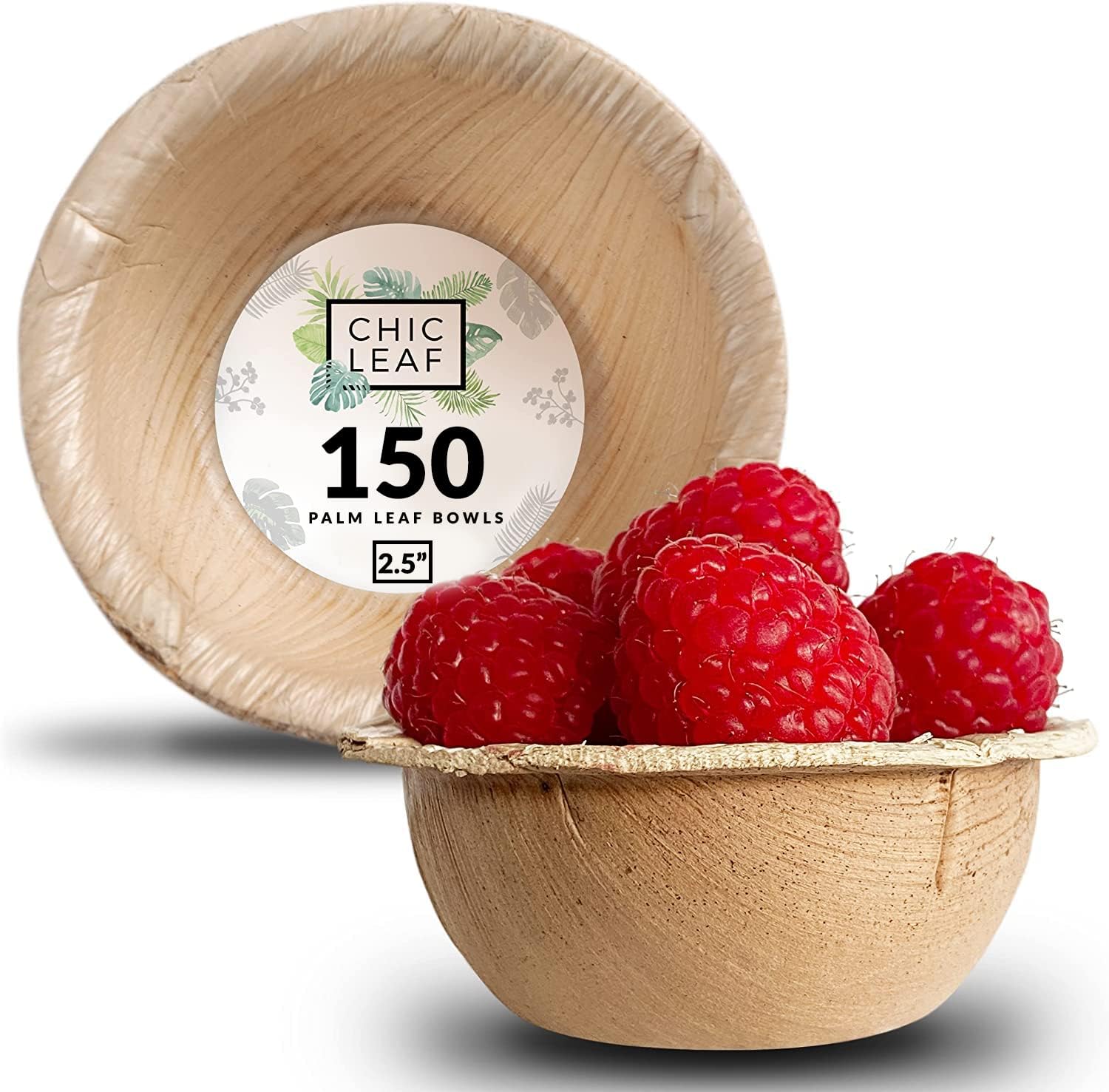 Chic Leaf Cuencos desechables de bambú 100% compostables, redondos, de ...