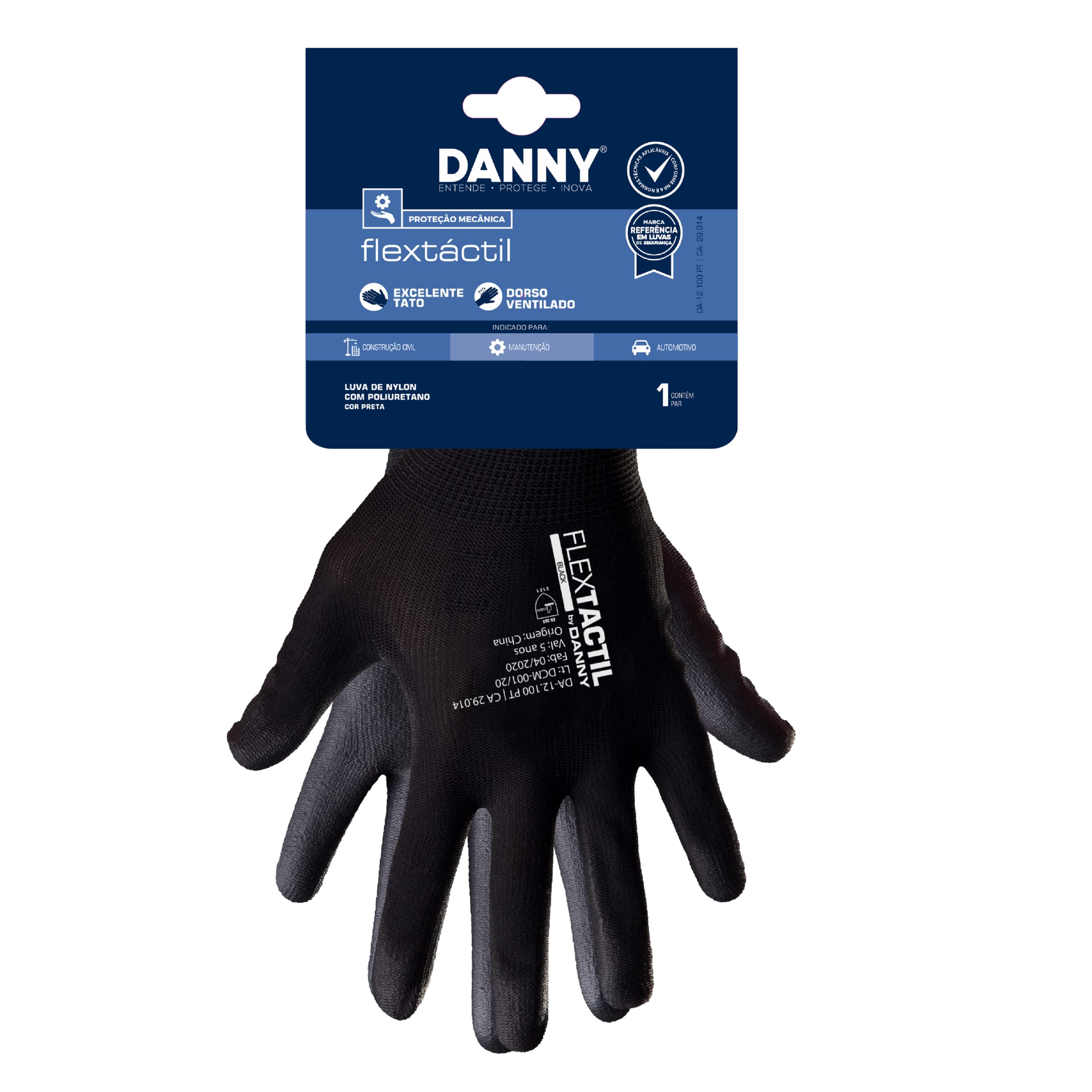 Danny Luva Flextactil Tamanho Grande Cor Preto : Amazon.com.br ...