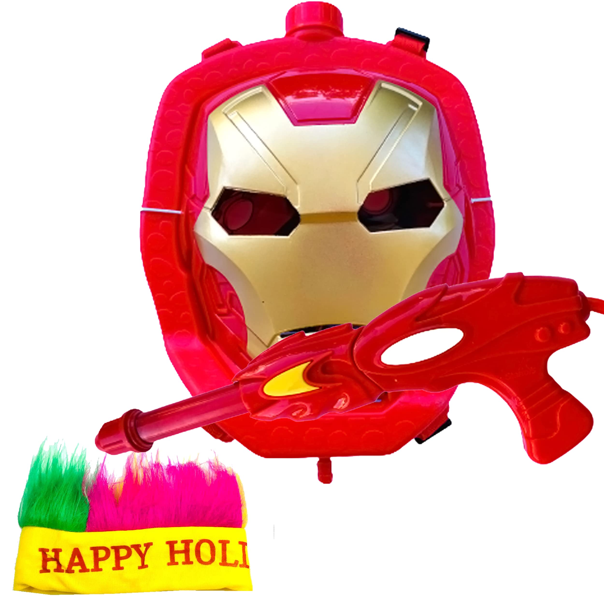 Buy Evisha Happy Holi Cap D49 Ironred Face Water Tank Toy Holi Combo ...