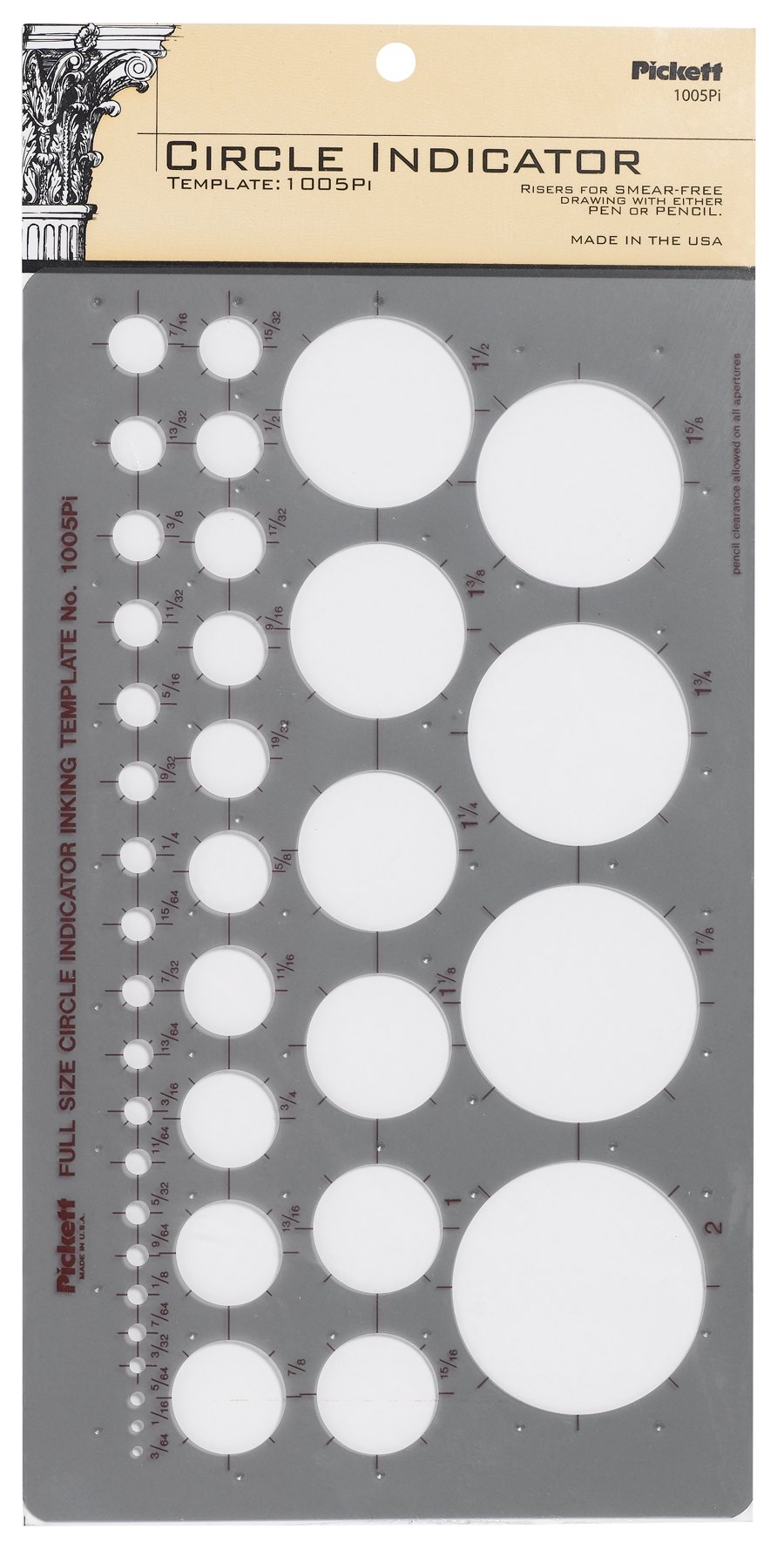 Snapklik.com : Pickett Circle Indicator Template, Range From 3/64 To 2 ...