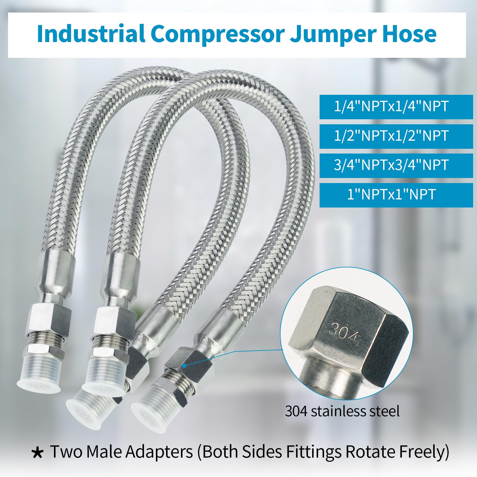 Rotatable NPT Coupling Hose Industrial Grade Compressor Jumper Hose ...
