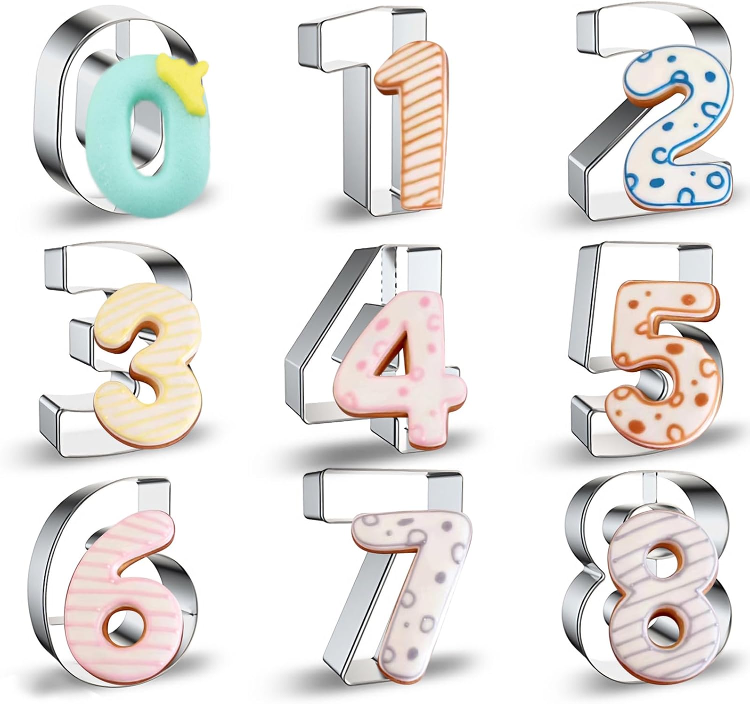 Amazon.com: Number Cookie Cutters Set Large 3 Inches - 9 Pieces ...