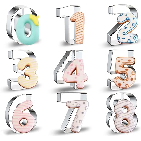 Amazon.com: Lawei 21 Pack Number Geometric Cookie Cutters Set, 9 PCS ...