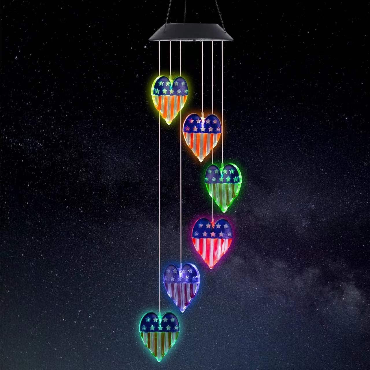 Amazon.com : Solar United States Flag Wind Chime Light, Automatic Light ...