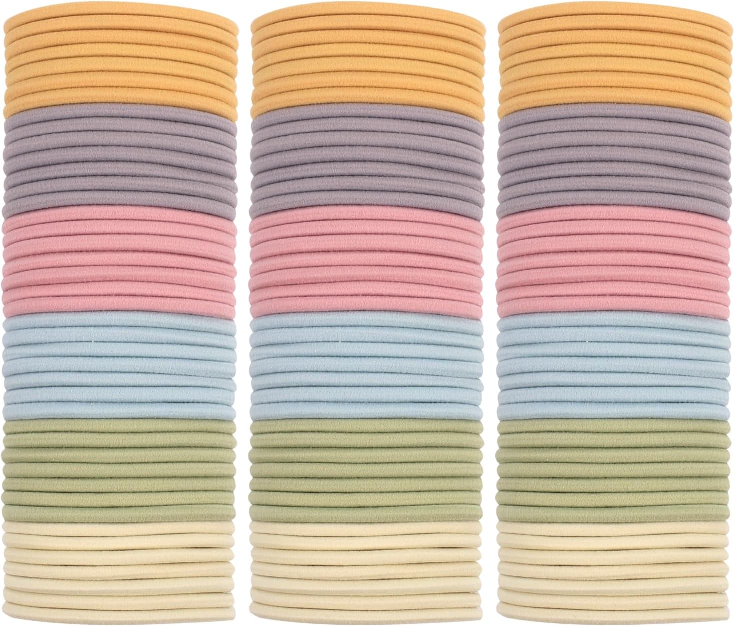 Amazon.com : OUKUACC 120 PCS Elastics Hair Ties of Light Colors Series ...