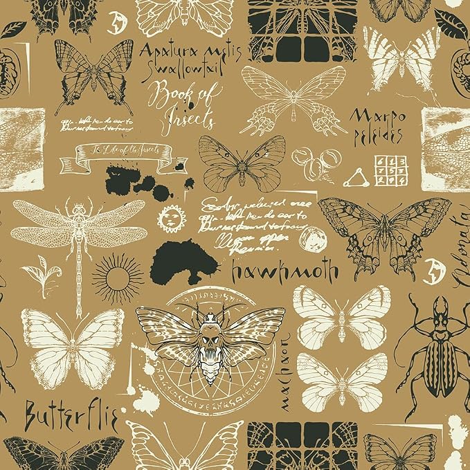 VistaPalette 18"x236" Boho Butterfly Dragonfly Insect Abstract Peel and ...