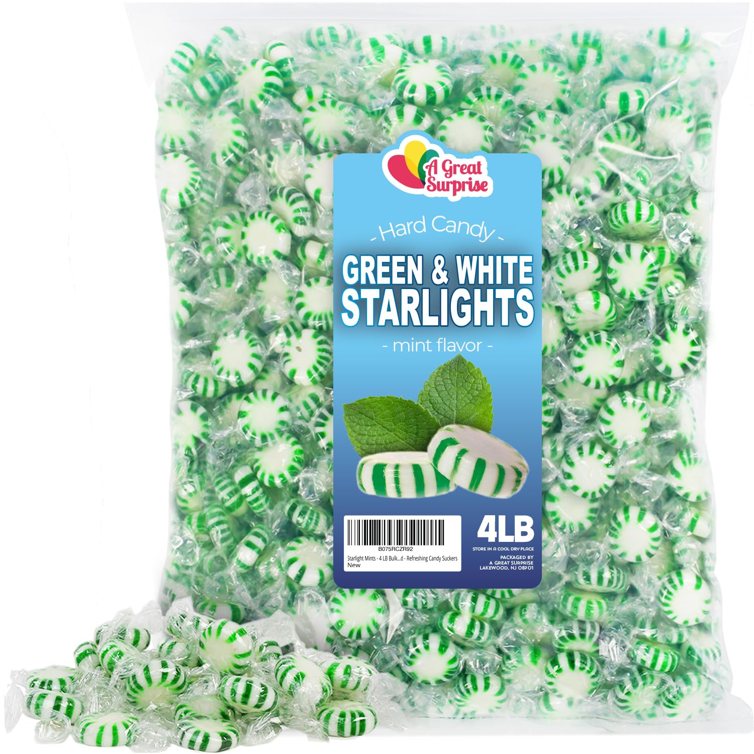 Buy Spearmint Mints Starlight - 4 LB Bulk Hard Candies - Mint Candy ...