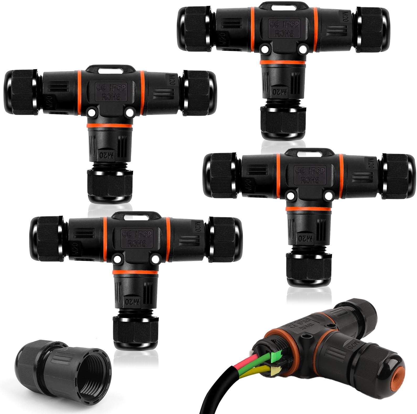 Kabelverbinder Wasserdicht IP68 3-Polig für Ø1-13 mm Kabeldurchmesser ...