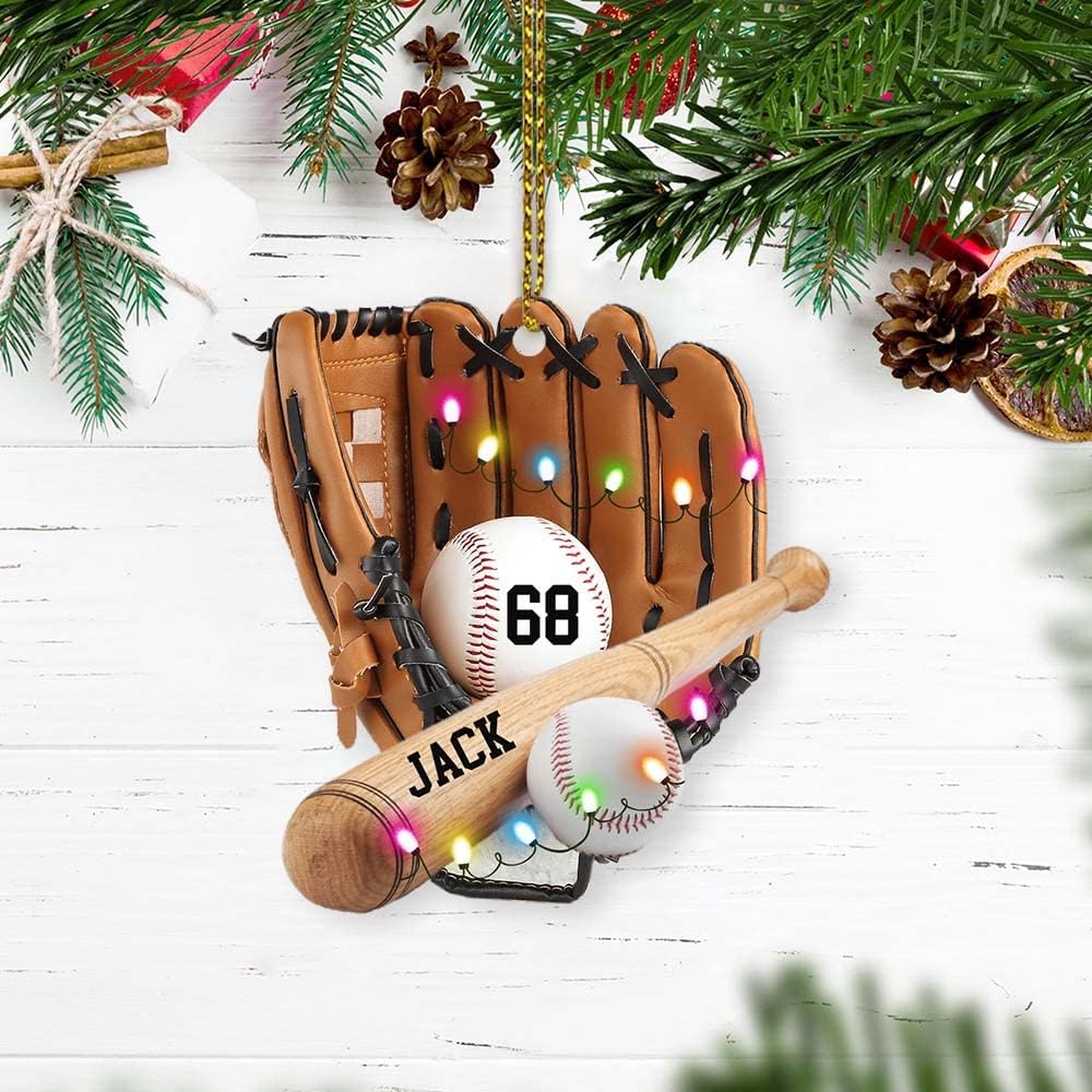 Amazon.com: Personalized Baseball Bat Gloves Ornament, Sport Christmas ...