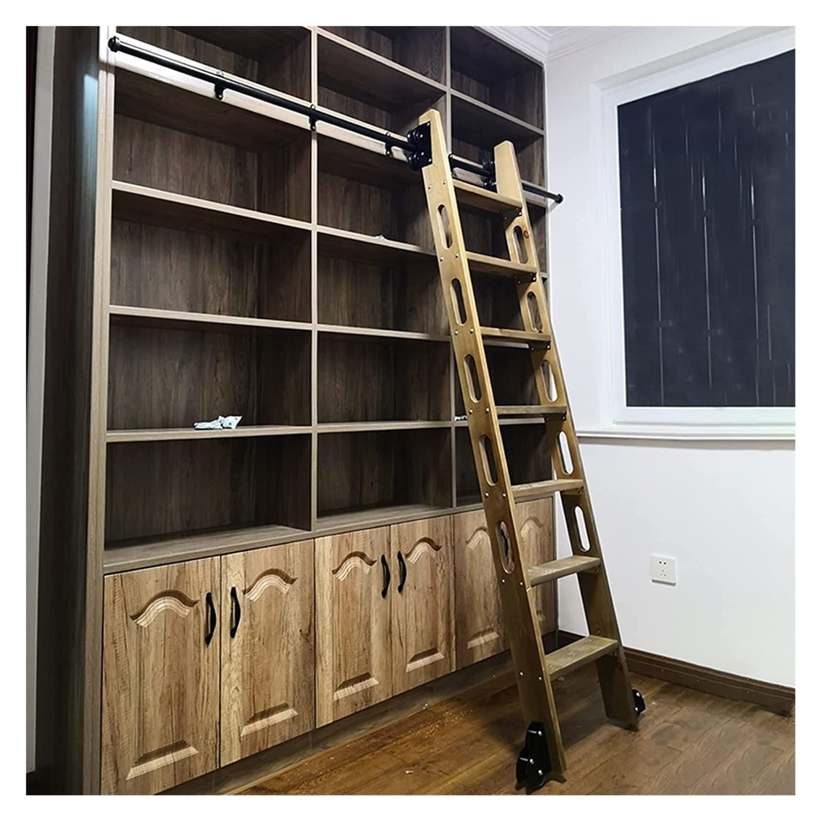 Buy Barn Door Kit Sliding Hardware Black Rolling Library Track Kit With ...