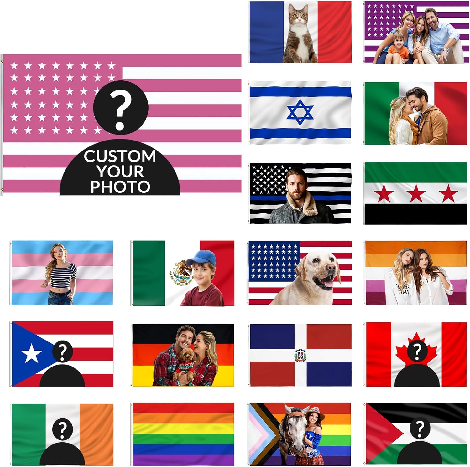 Custom Pink America Flag Mexican Flag Puerto Rico Flag Lesbian Flag ...
