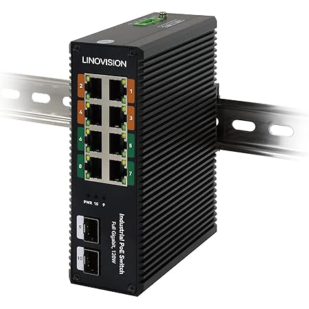 【Upgrade】 LINOVISION Industrieller 8-Port-Voll-Gigabit-POE-Switch mit 4 ...