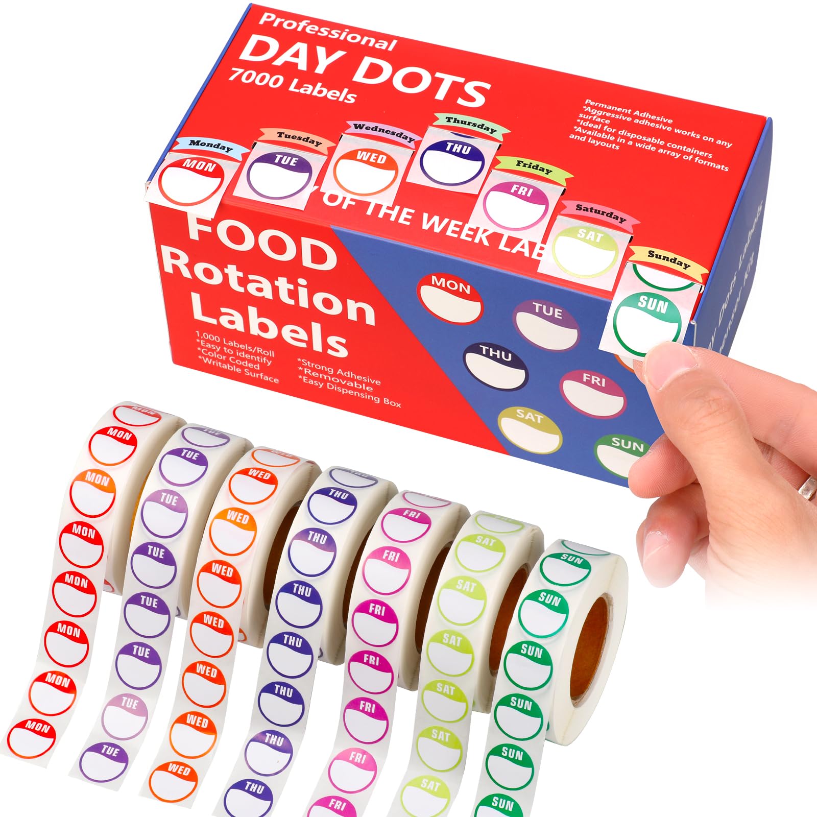 Amazon.com : 7000pcs Days of The Week Stickers Colored Day Dot Food ...