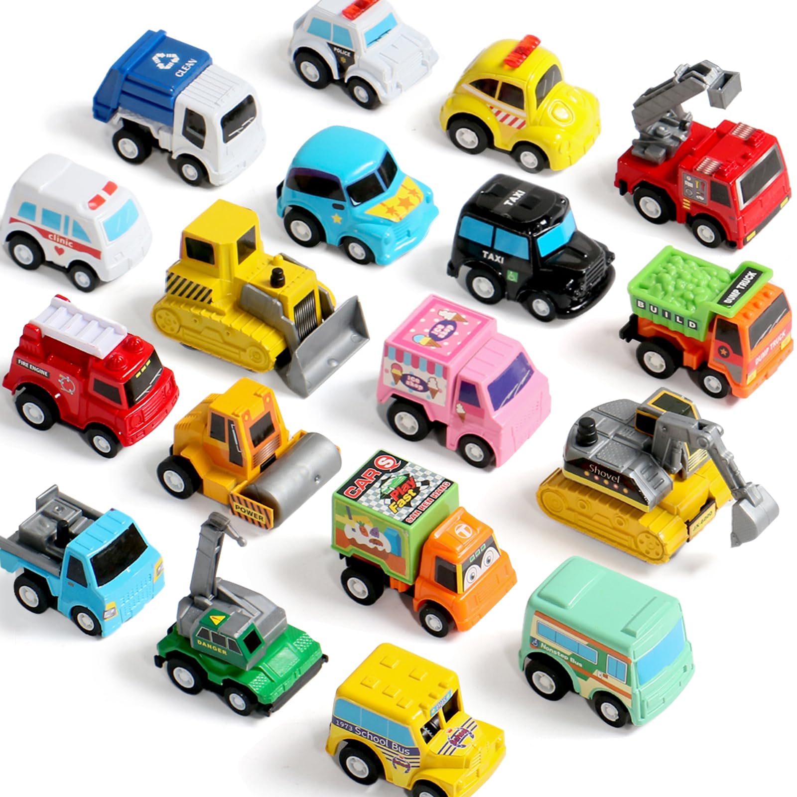 Snapklik.com : Toy Car Truck For Toddler 2-4 Years 18 Pcs Small Pull ...