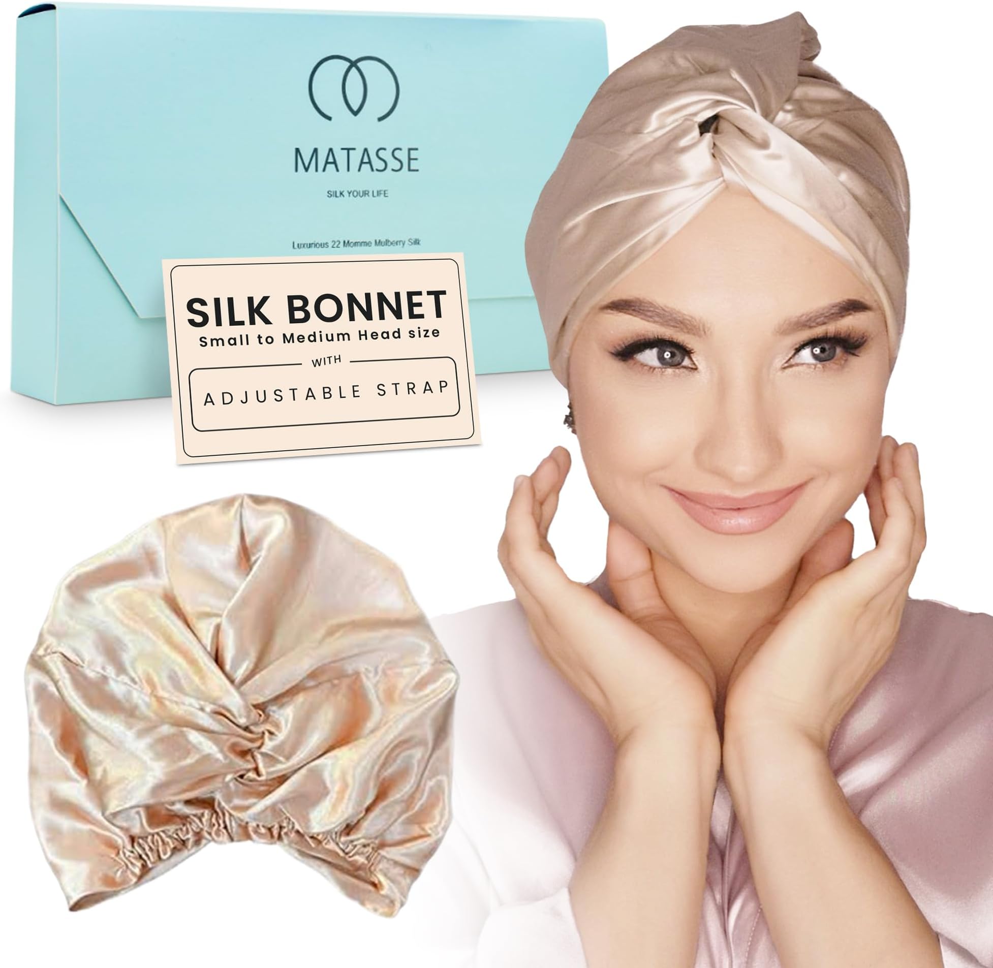 Amazon.com : SereLune 100% Mulberry Silk Bonnet Sleep Cap, Double Layer ...