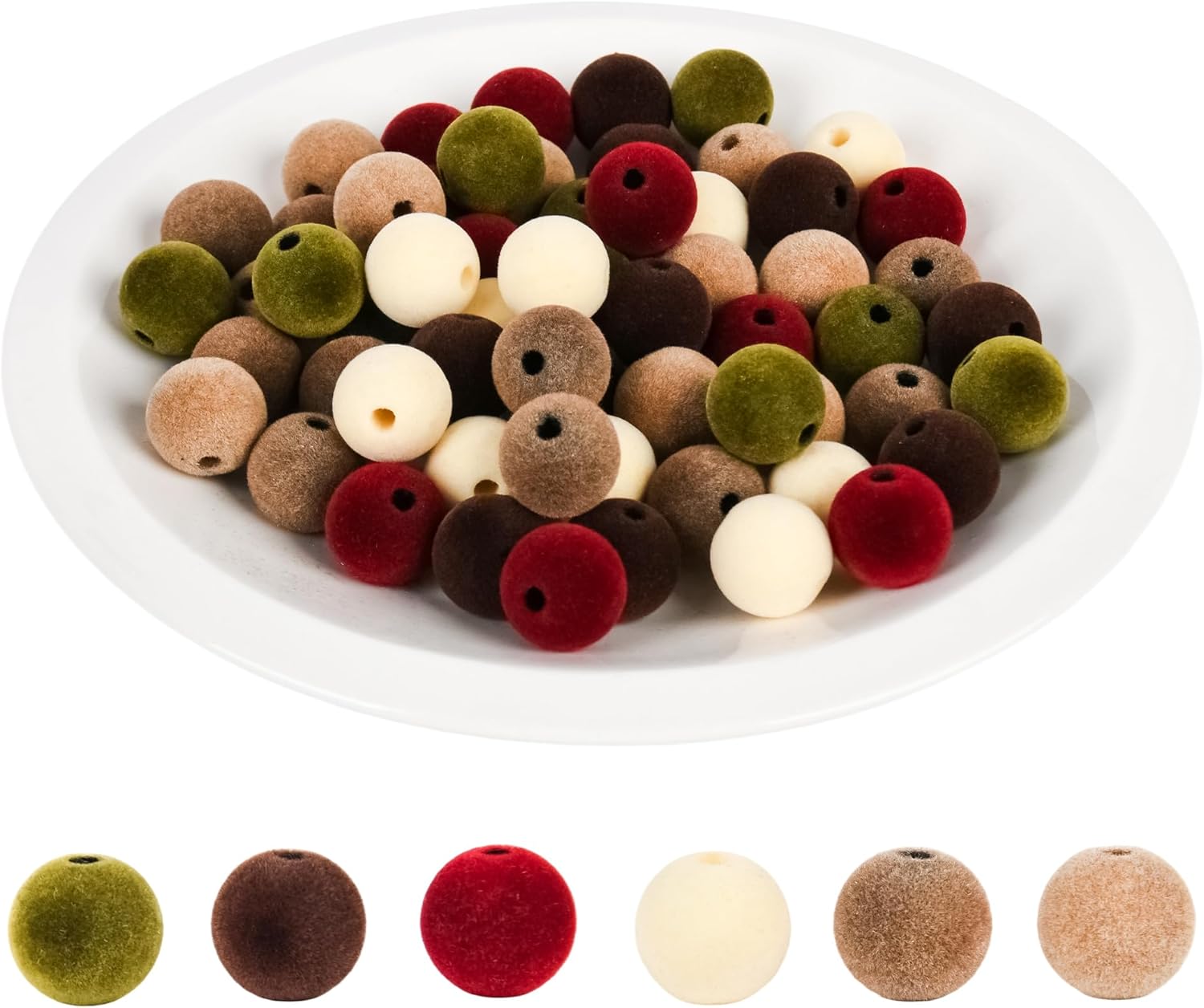 Amazon.com: 60Pcs Christmas Velvet Craft Bead 16mm Velvet Ball ...