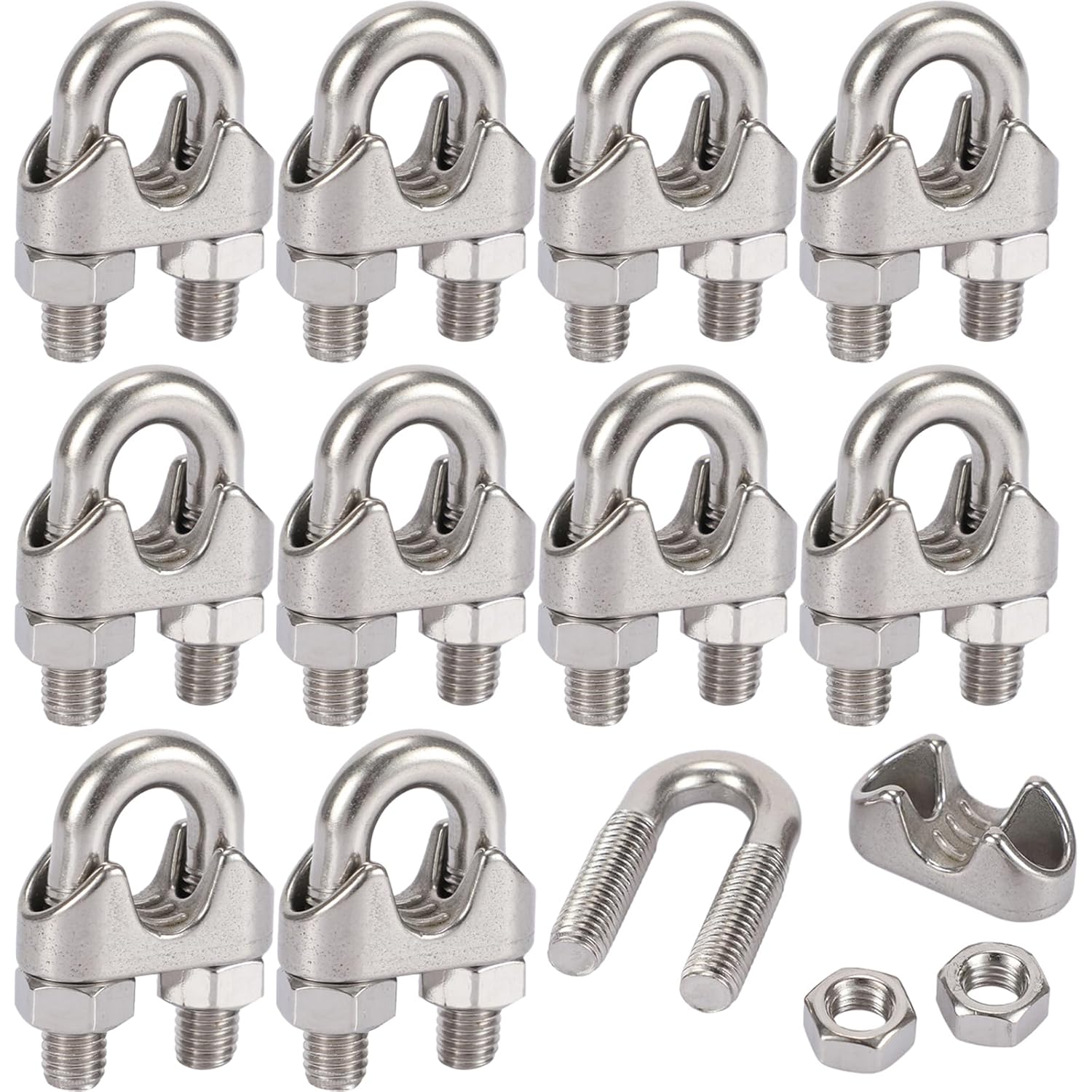10 Pcs M4 Wire Rope Clip Cable Clamp 304 Stainless Steel Heavy Duty U ...