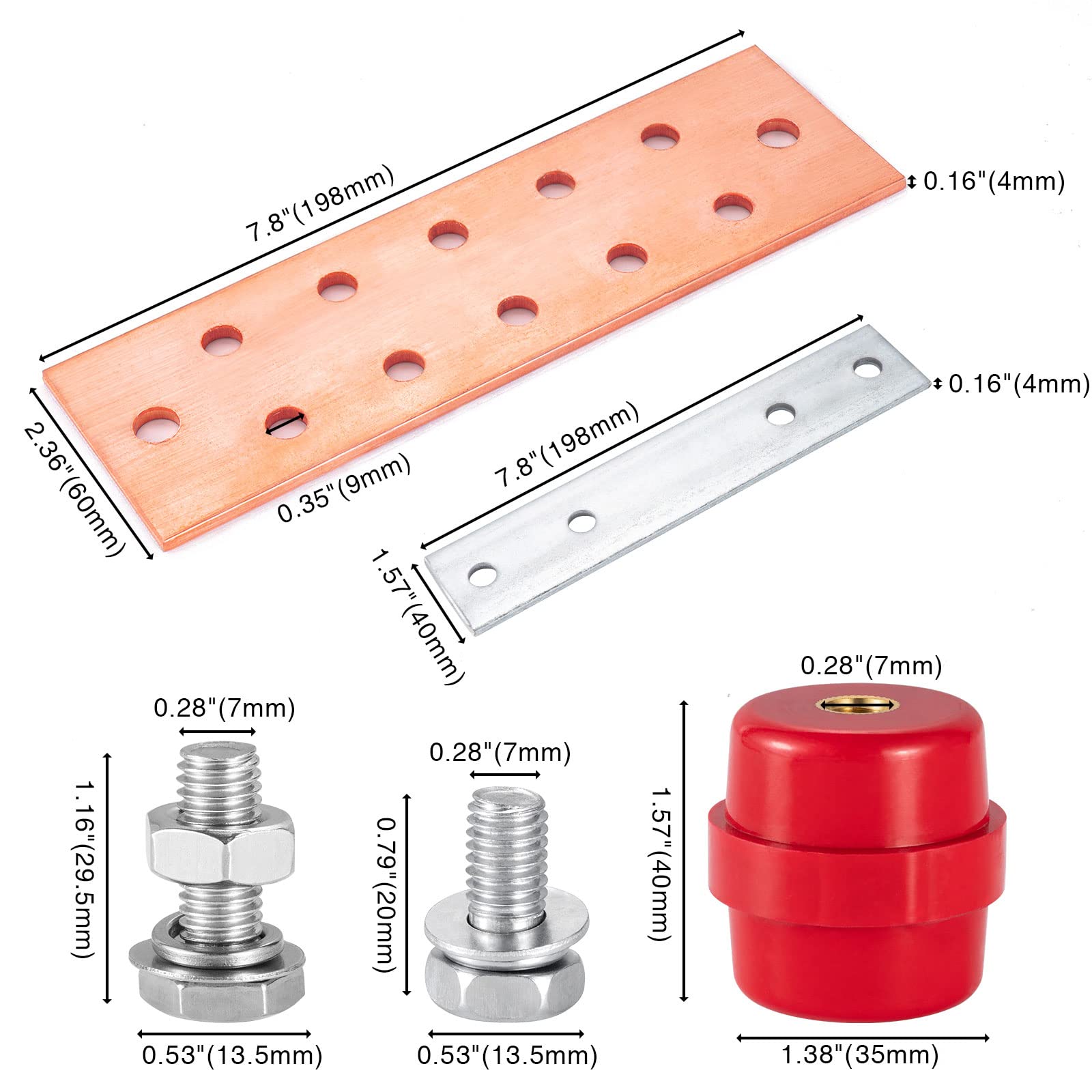 Copper Grounding Bus Bar Copper Bus Bar 12" Ground Bar - Grounding Kit ...