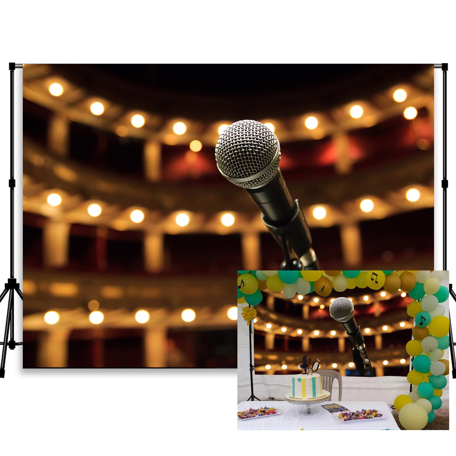 Amazon.com : Music Backdrop for Birthday Party Music Hall Backdrop ...