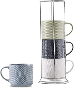 Amazon.com: Tikooere Stackable Coffee Mugs with Stand, 15 Ounce Ceramic ...
