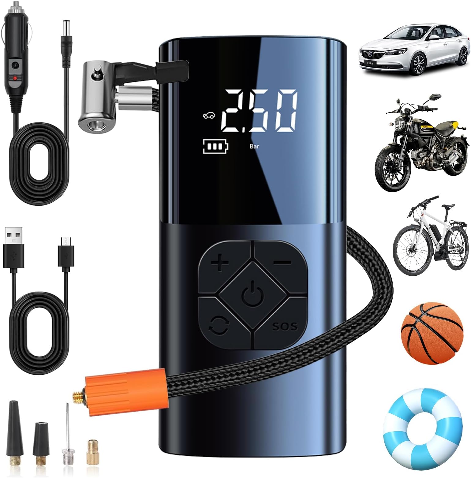 Fanttik X9 Pro Portable Tire Inflator for Motorcycle, 27s Fast Inflate ...