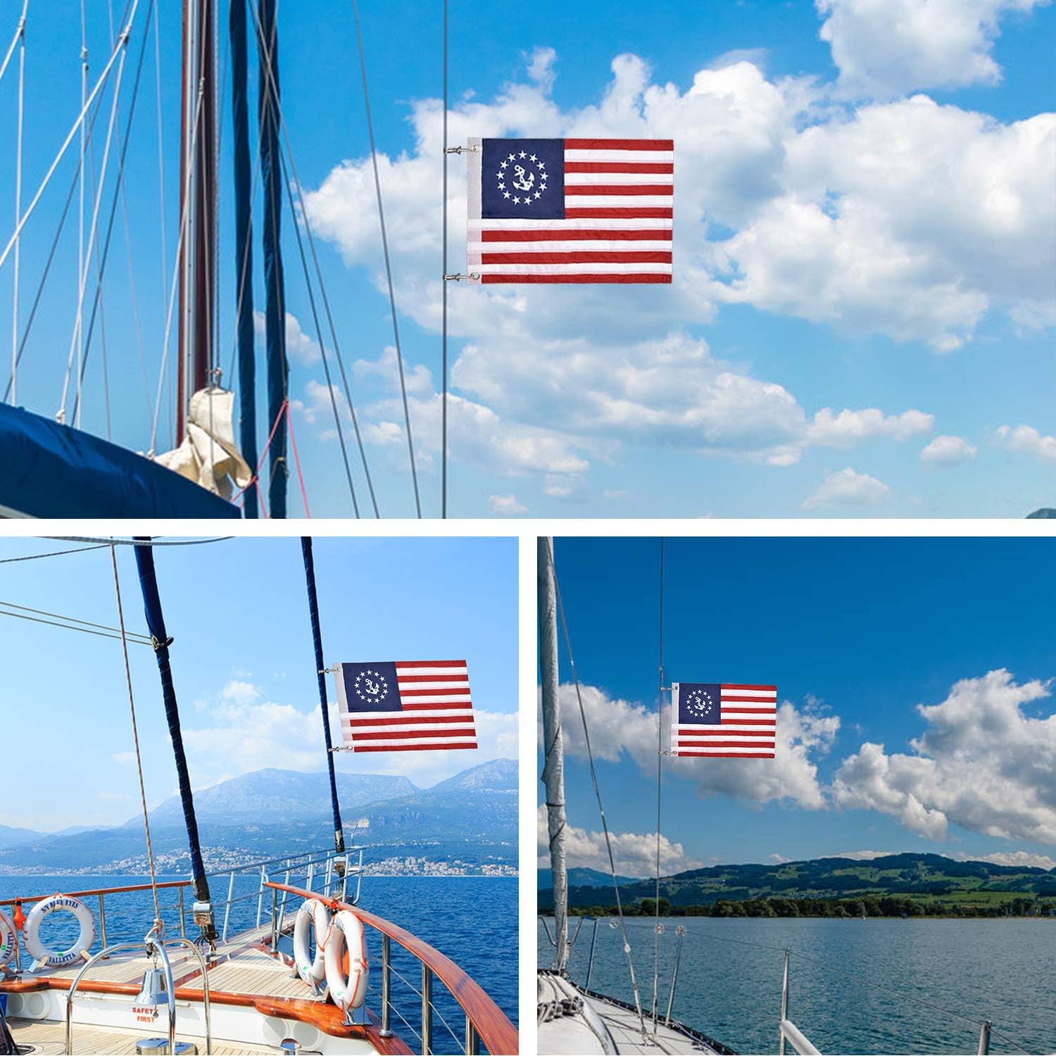 Bandera de barco universal de 16 x 24 pulgadas con 4 barras de bandera ...