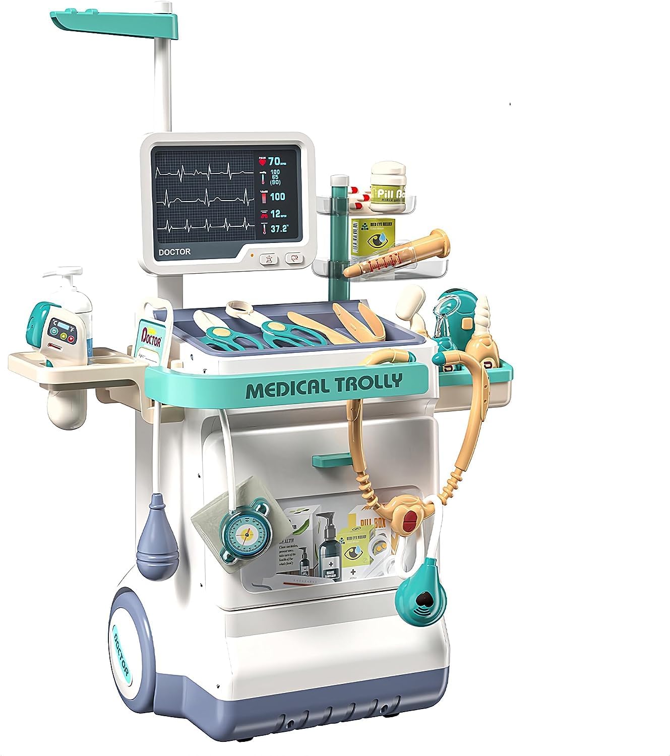 Sobebear Kids Doctors Clinic Kit Toy Trolley, Medical Station Set, Role ...