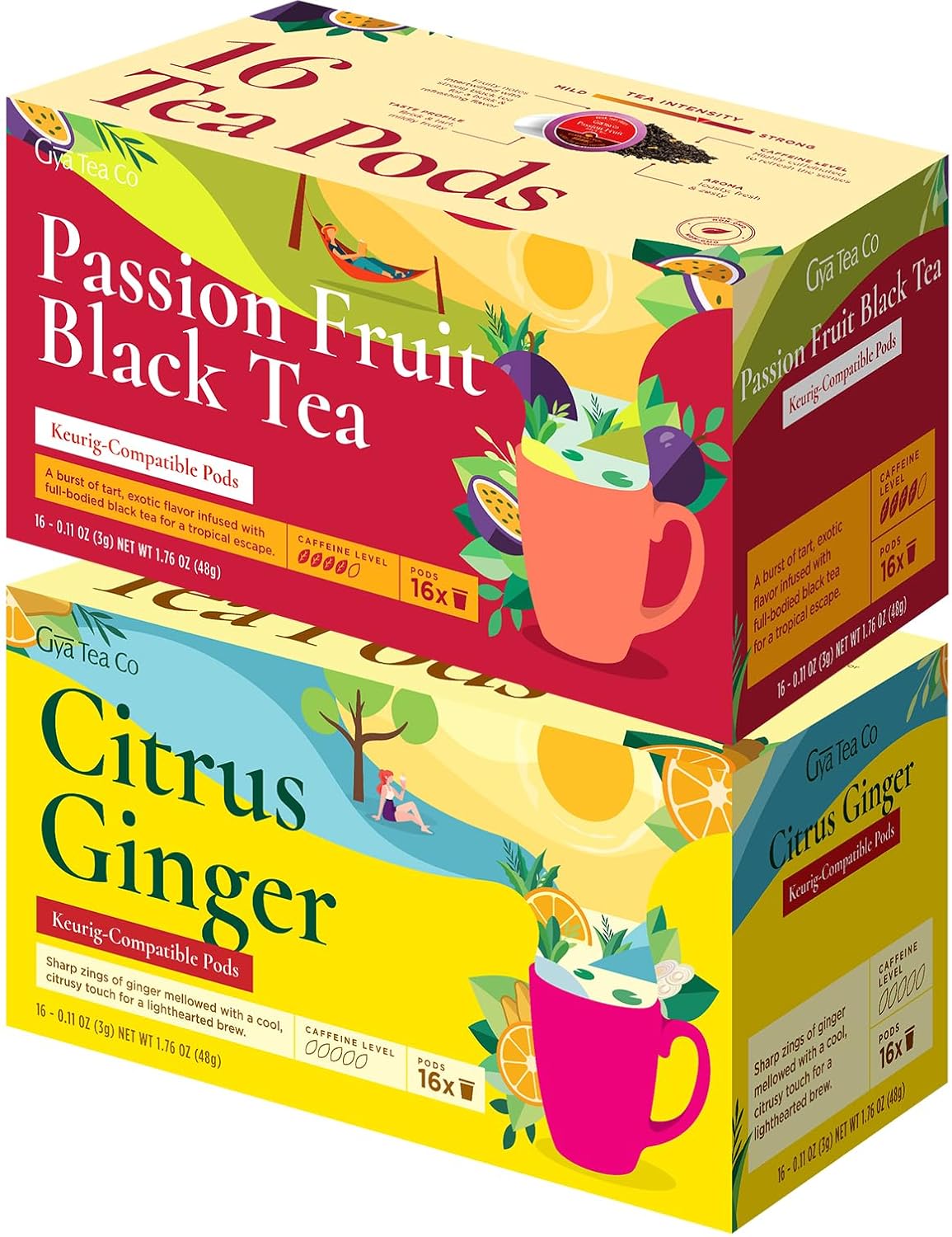 Amazon.com : Gya Tea Co Passion Fruit Black K Cups Tea Pods Variety ...