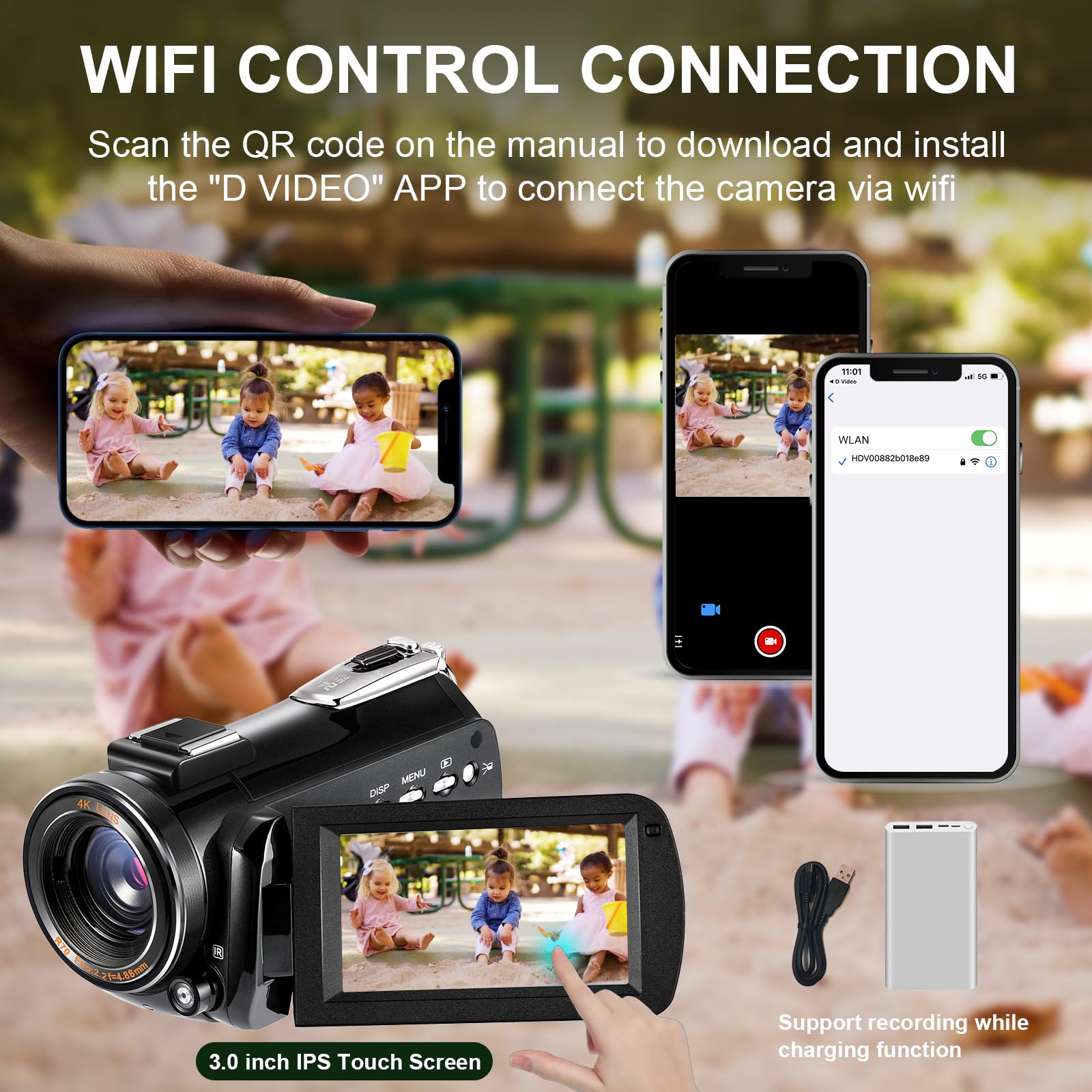 Snapklik.com : ORDRO 4K Video Camcorder AC3 30X Digital Zoom WiFi Night Vision Camera, 3.0 IPS ...