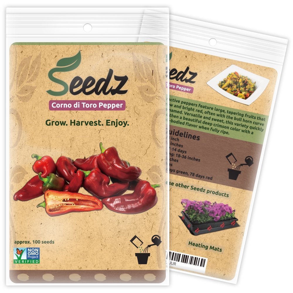 Amazon.com : Organic Pepper Seeds, APPR. 100, Corno di Toro Pepper ...
