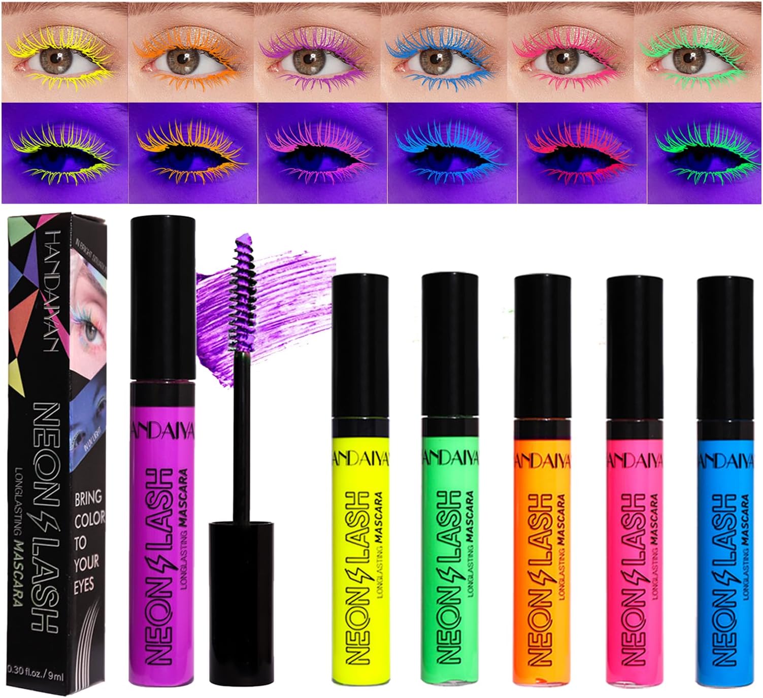 Amazon.com : Glow UV Colored Mascara, Waterproof Long Lasting Fast Dry ...