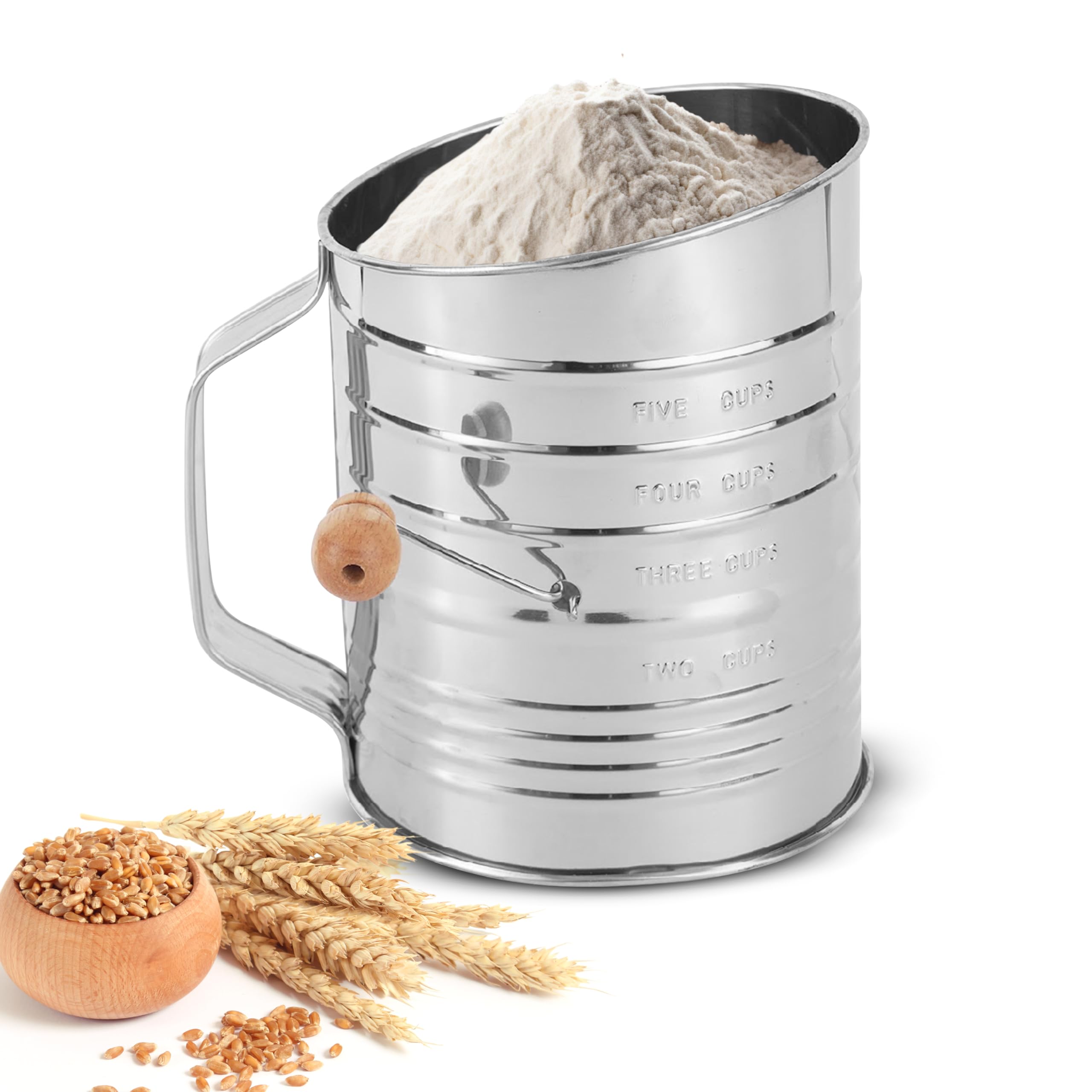 Amazon.com: Flour Sifter For Baking, Fine Mesh Hand Crank Flour Sifter ...