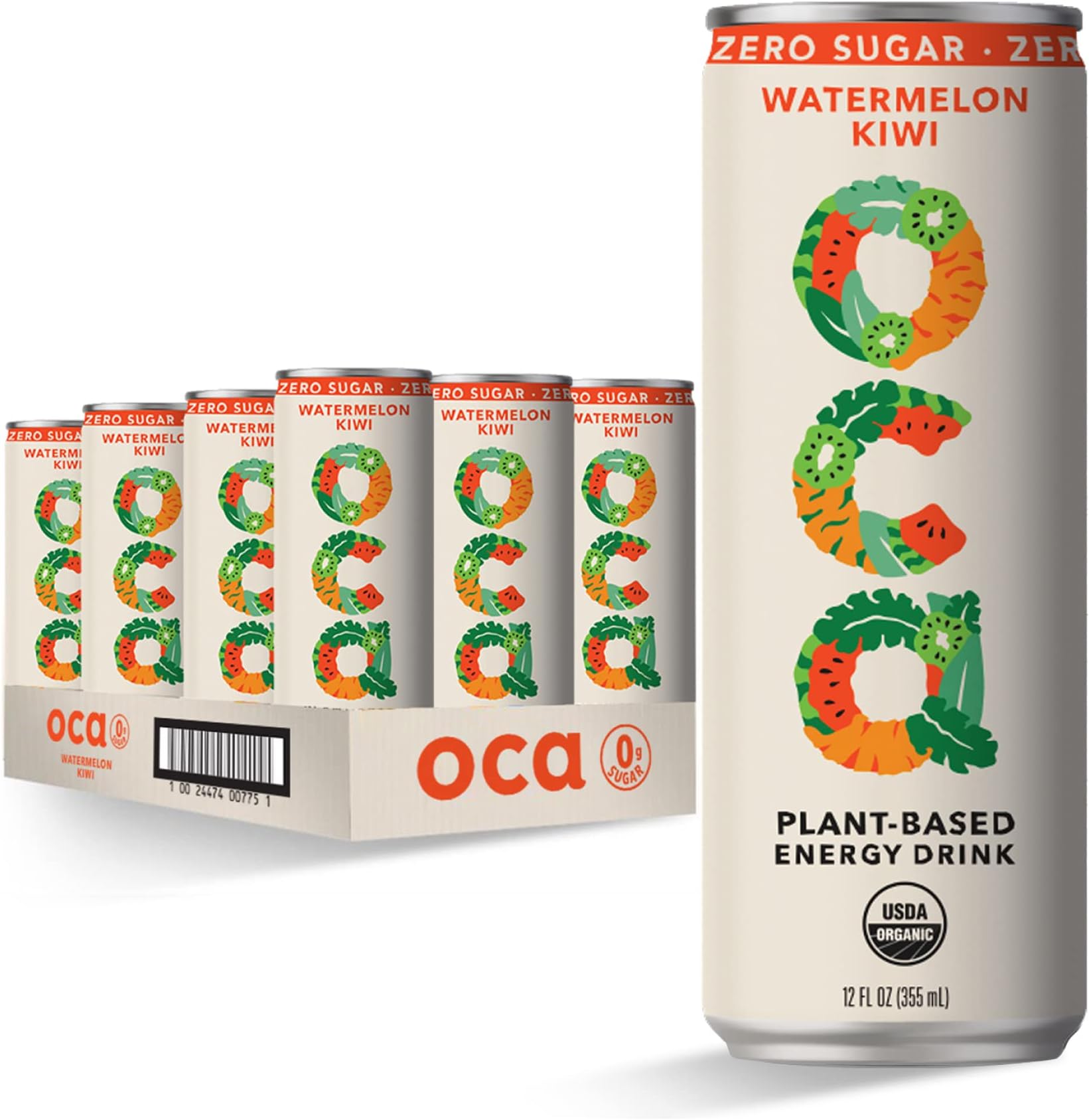 Amazon.com : Oca Watermelon Kiwi Plant-Based Energy Drink, All Natural ...