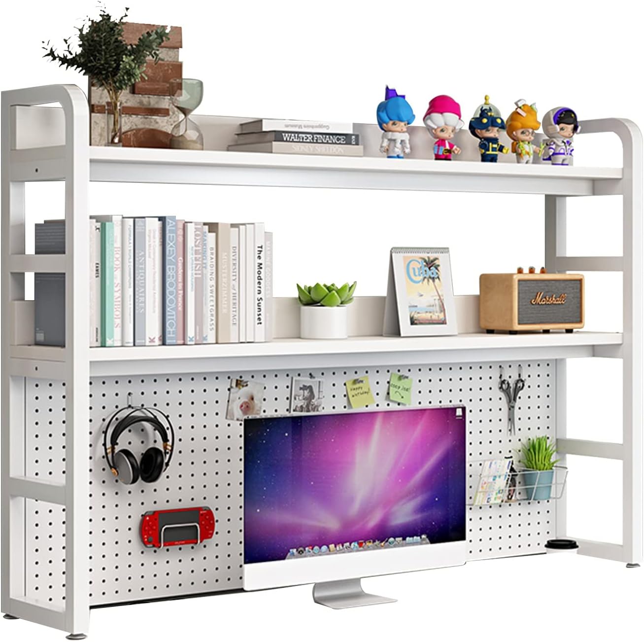 Amazon.com: FUYAO 2 Tier Industrial Desktop Bookshelf, Desktop Bookcase ...