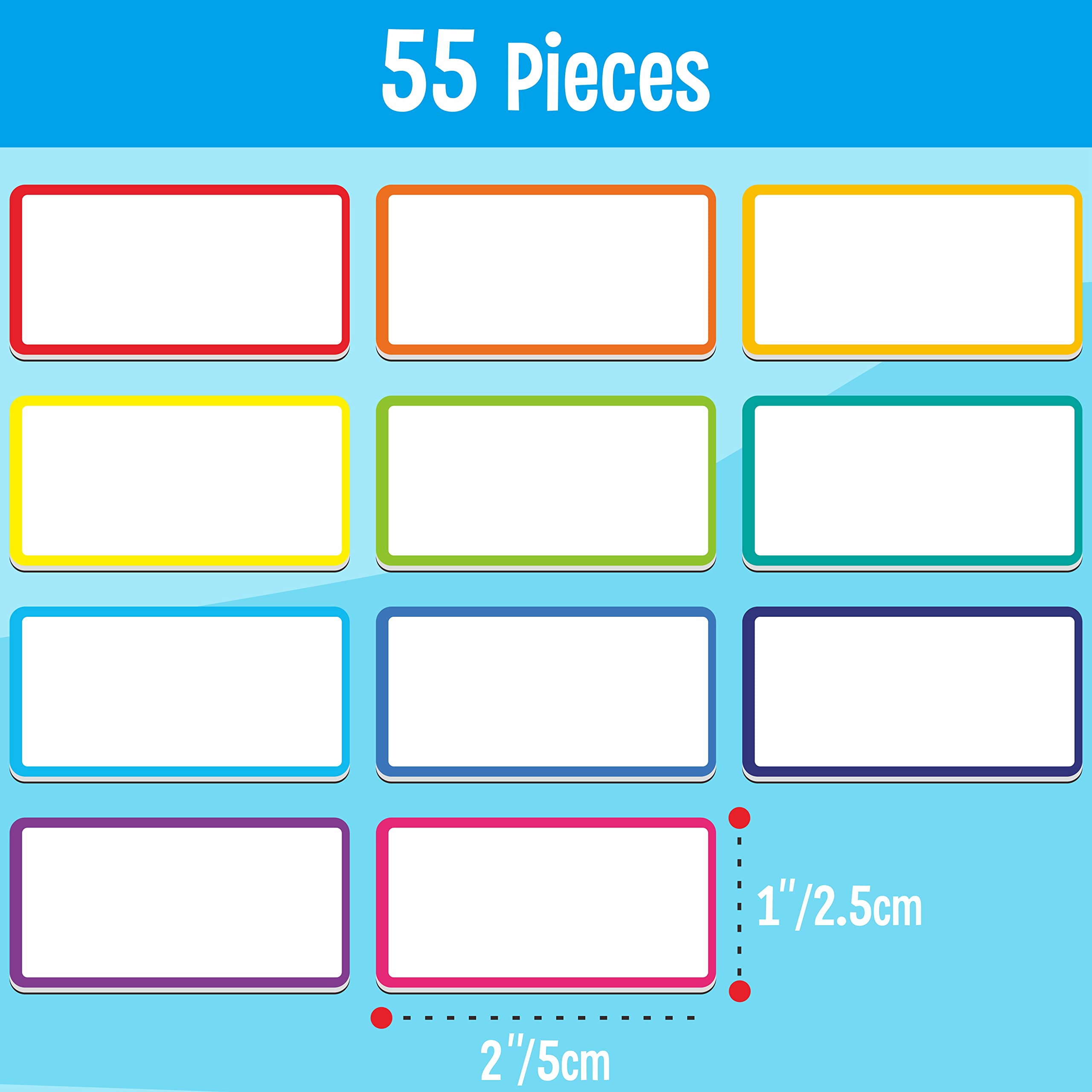 Snapklik.com : Magnetic Name Tag Label, 55 PCS Dry Erase Reusable Neon ...