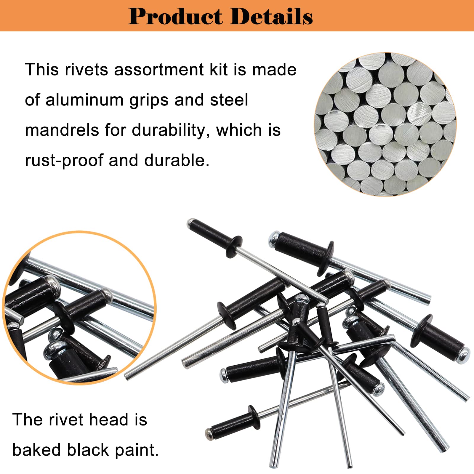 Snapklik.com : Sunxeke 500pcs Pop Rivets Aluminum Rivets Assortment Kit