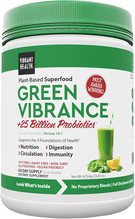 Amazon.com: Vibrant Health, Green Vibrance, Vegan Superfood Powder, 60 ...