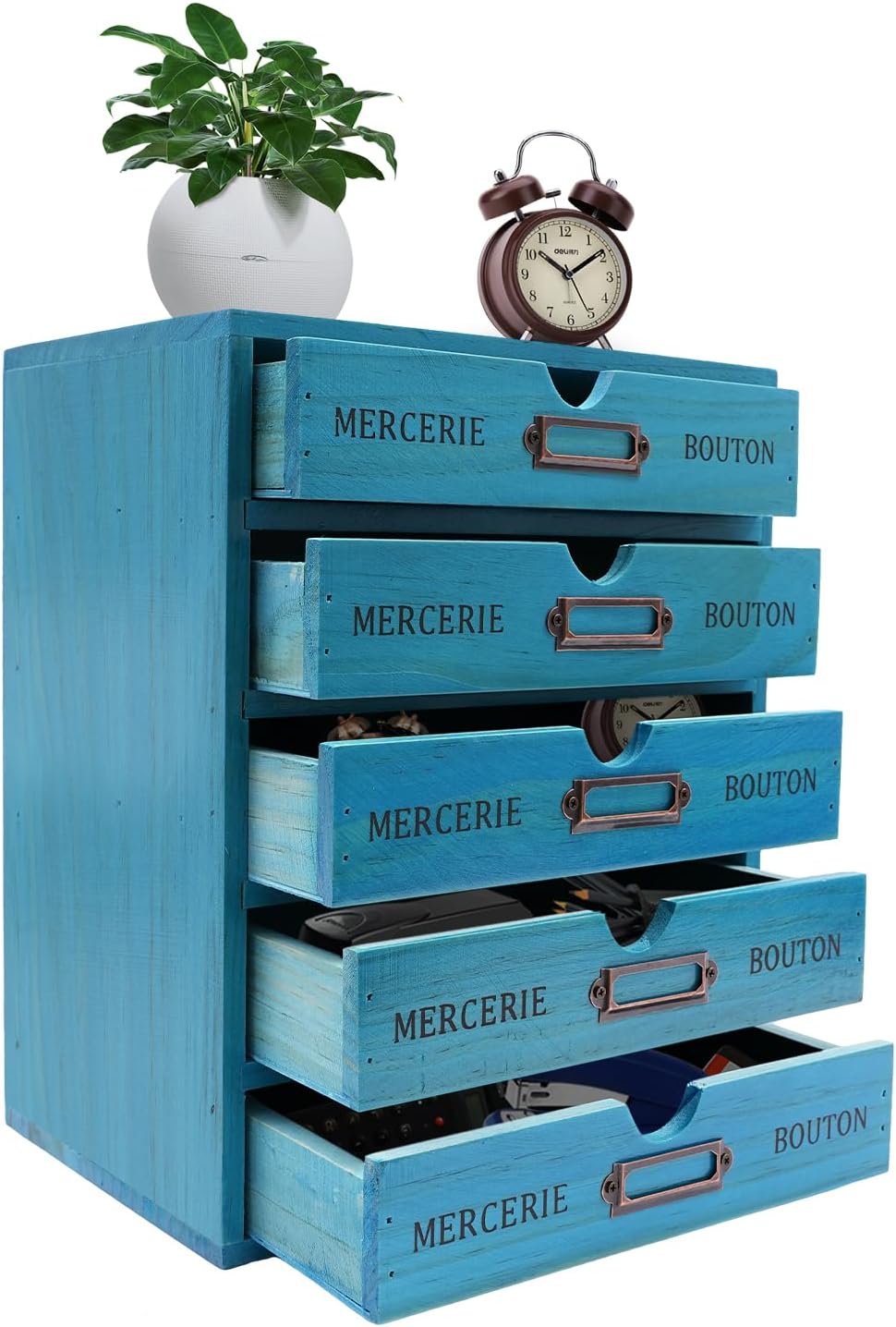 Amazon.com: 5-Tier Drawer Cabinet, Vintage Aged Look Desk Organizer ...