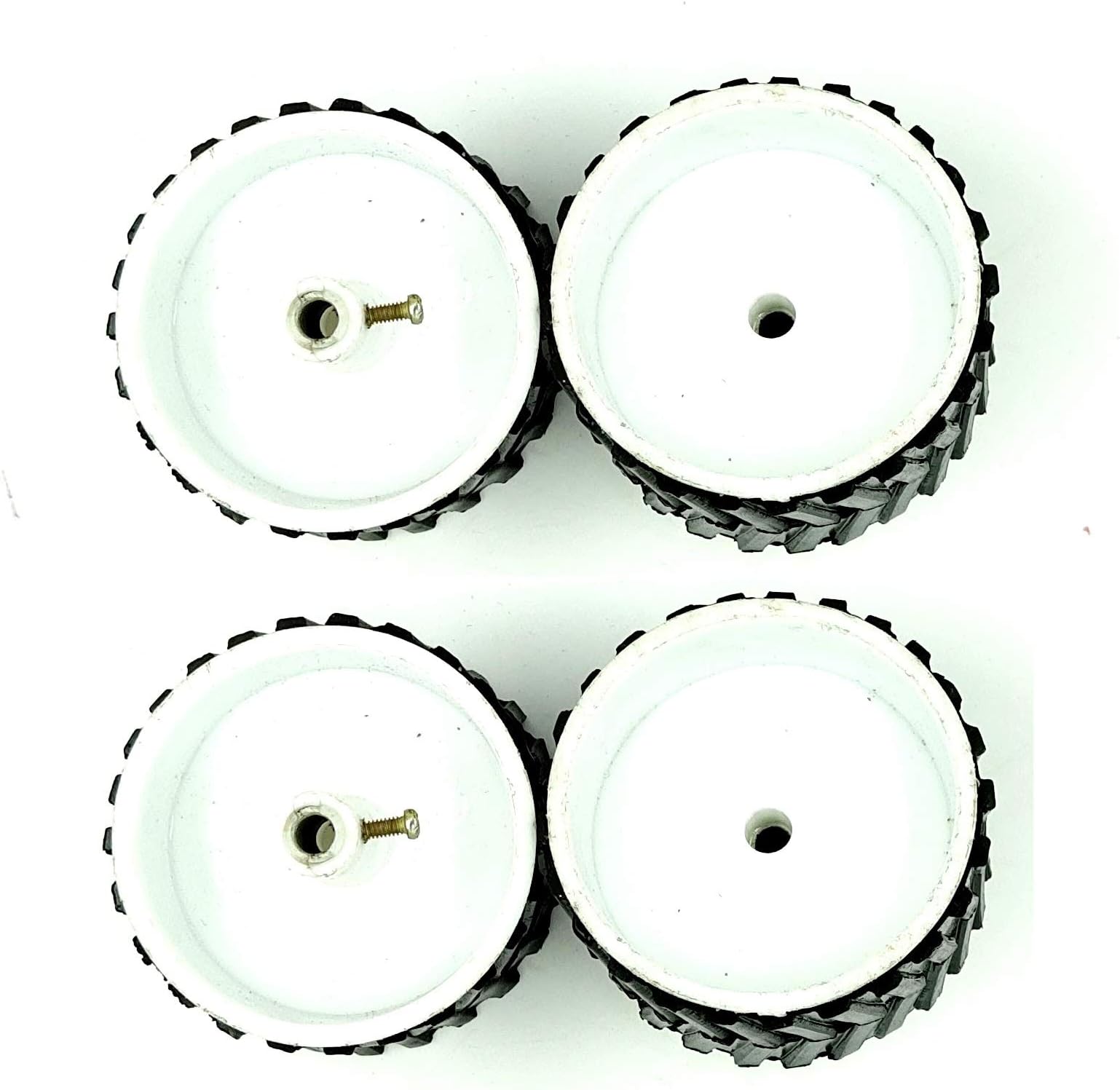INVENTO 4pcs 70mm x 40mm Plastic Robotic Wheel Durable Rubber Tire ...