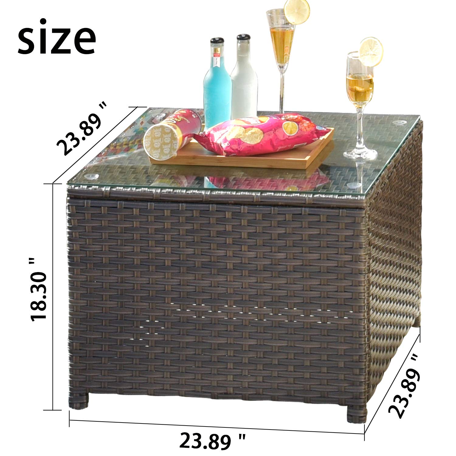 XIZZI Patio Furniture Table Outdoor Table with Glass Top Rattan Patio ...