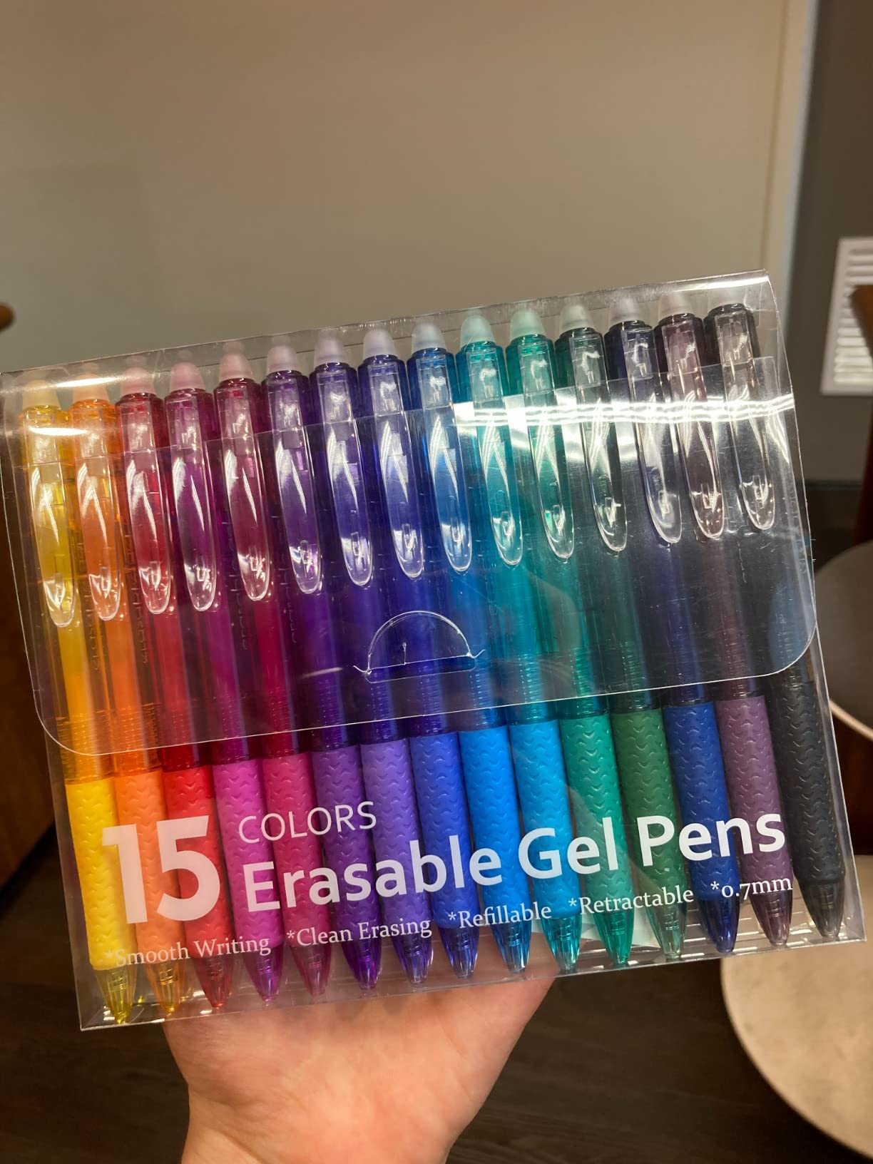 Erasable Gel Pens, 15 Colors Lineon Retractable Erasable Pens Clicker ...