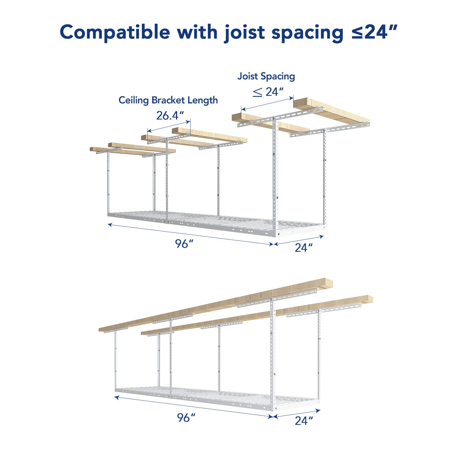 Snapklik.com : 2x8 Overhead Garage Storage Rack,Adjustable Storage ...
